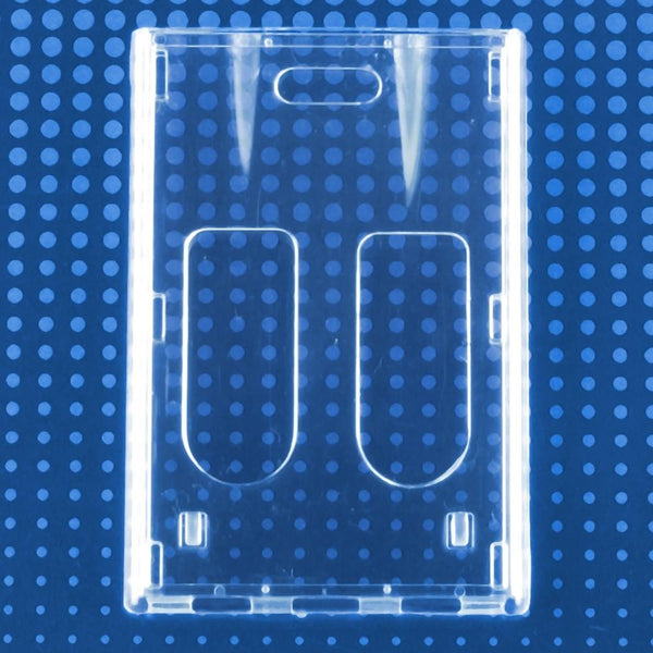 Rigid Vertical Two-Card Badge Holder with Thumb Slots, Credit Card Siz